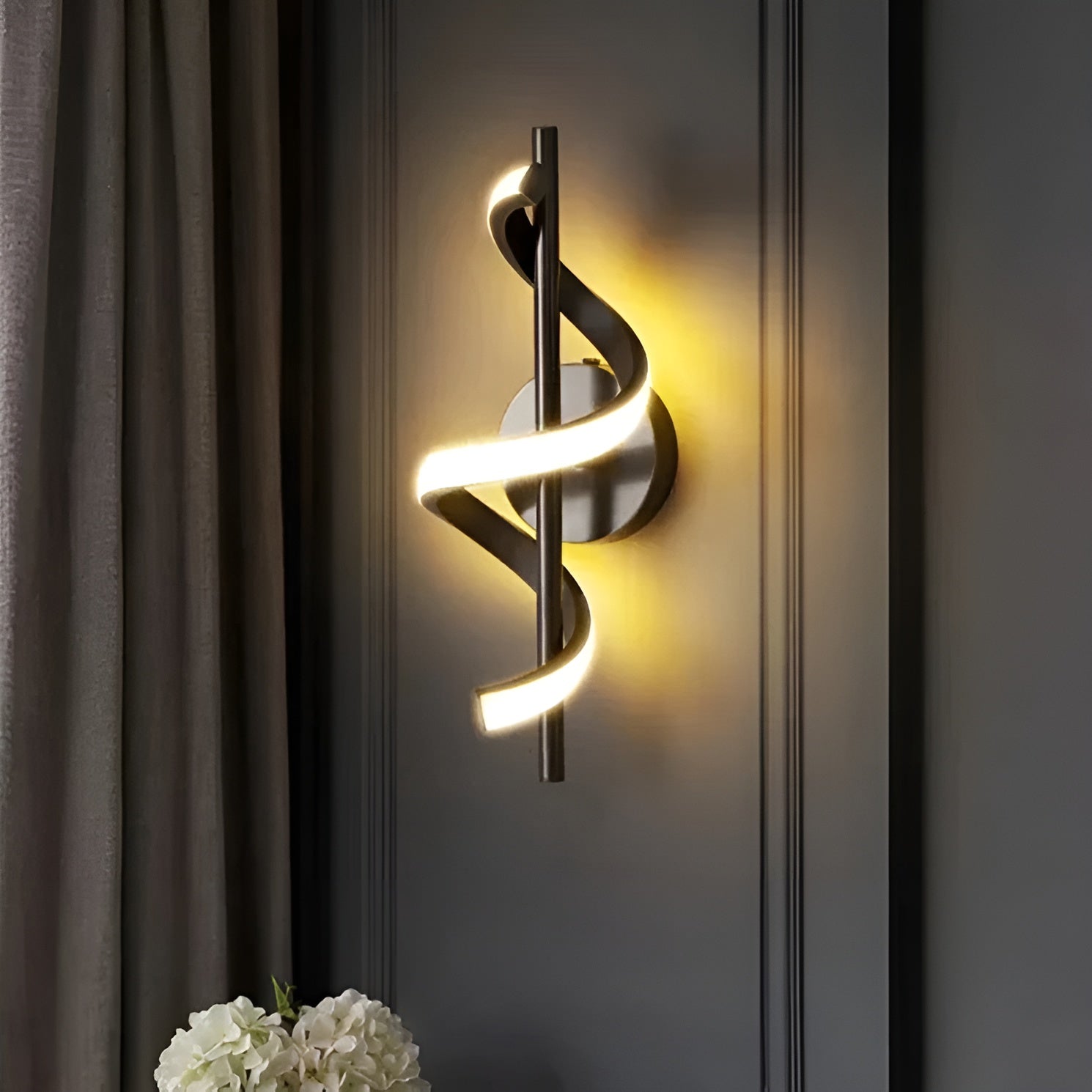 LumiTwist Twisted LED Wall Lamp with Warm Ambient Lighting